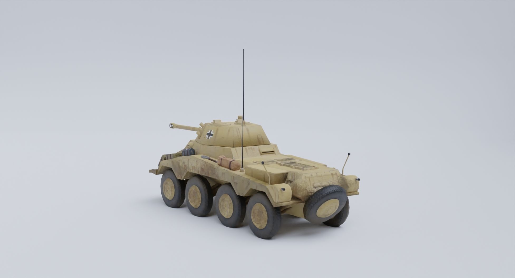 3D model Sdkfz 234-2 Puma German WW2 armored car Low Poly PBR model VR ...