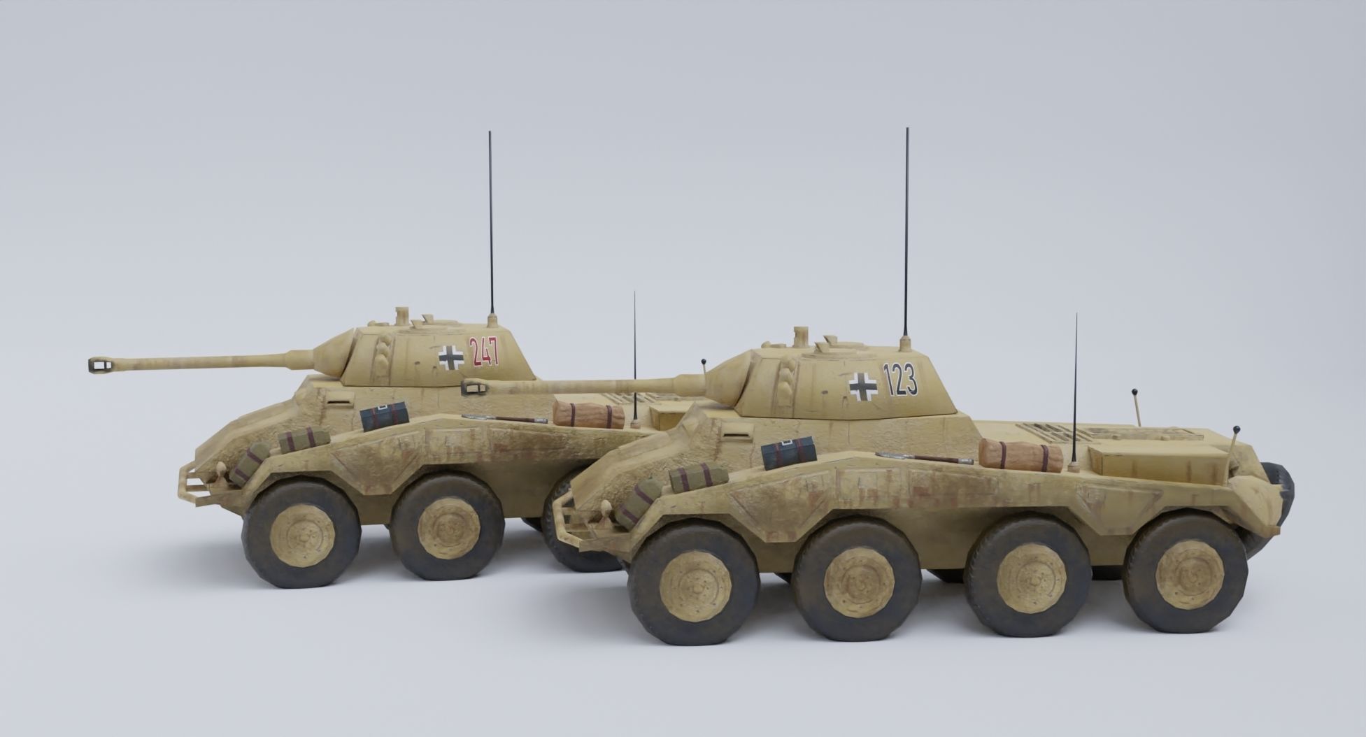 3D model Sdkfz 234-2 Puma German WW2 armored car Low Poly PBR model VR ...