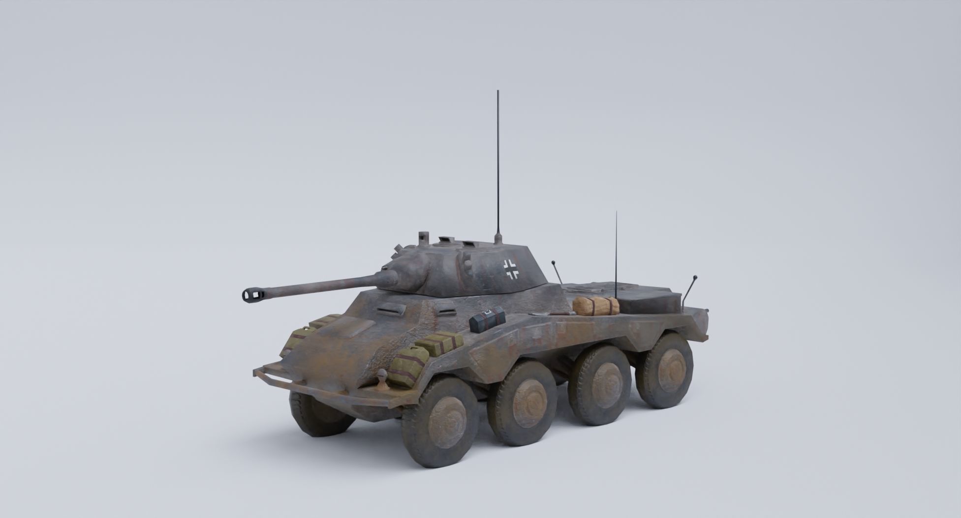 3D model Sdkfz 234-2 Puma German WW2 armored car Low Poly PBR model VR ...