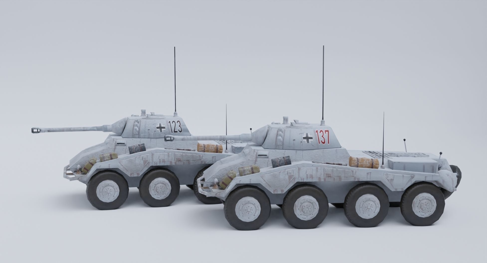 3D model Sdkfz 234-2 Puma German WW2 armored car Low Poly PBR model VR ...
