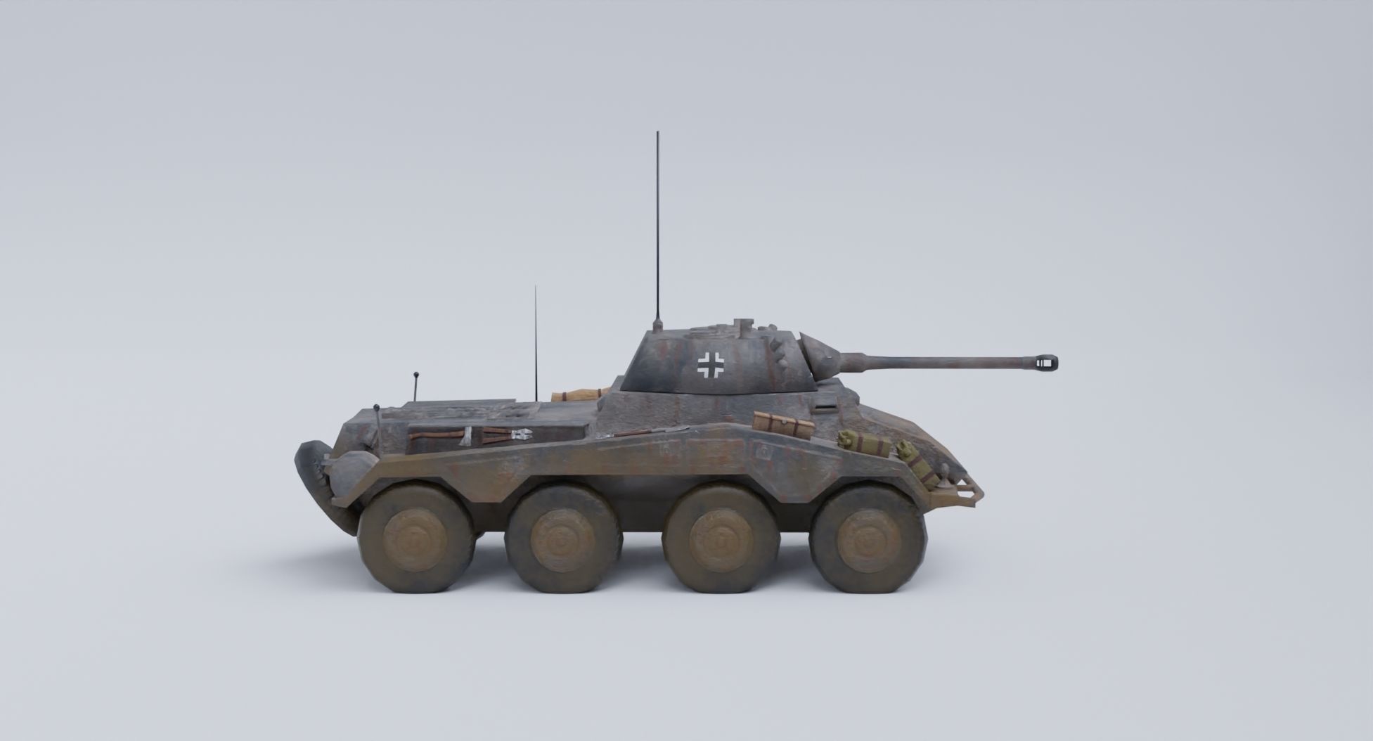 3D model Sdkfz 234-2 Puma German WW2 armored car Low Poly PBR model VR ...