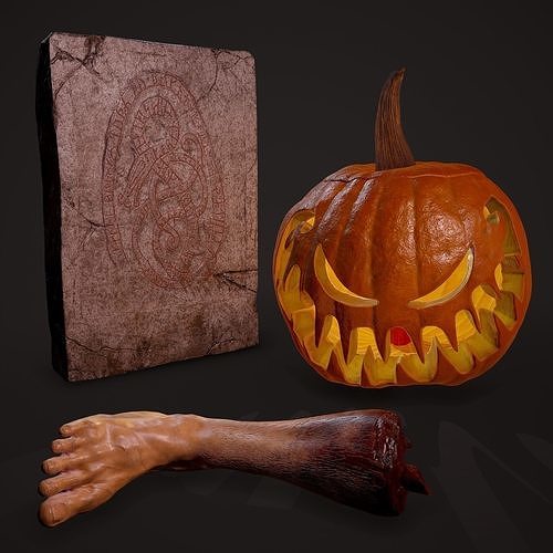 3D Model Collection Halloween Props 3 Pack Horror Props VR / AR / low ...