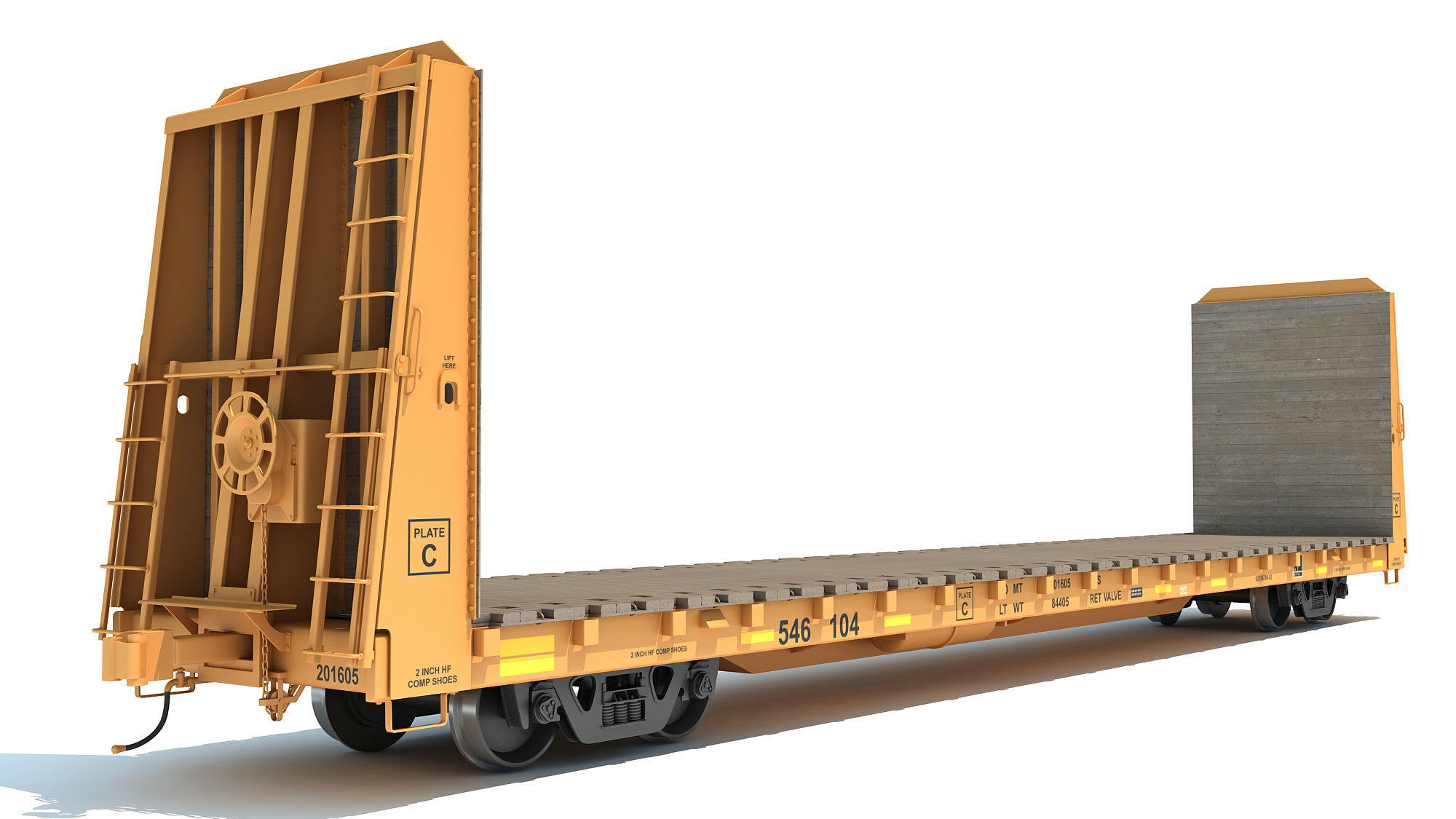 Bulkhead Flat Rail Car 3D model | CGTrader