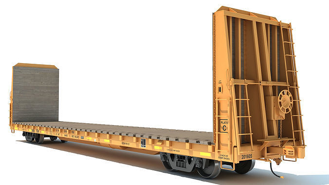 Bulkhead Flat Rail Car 3D model | CGTrader