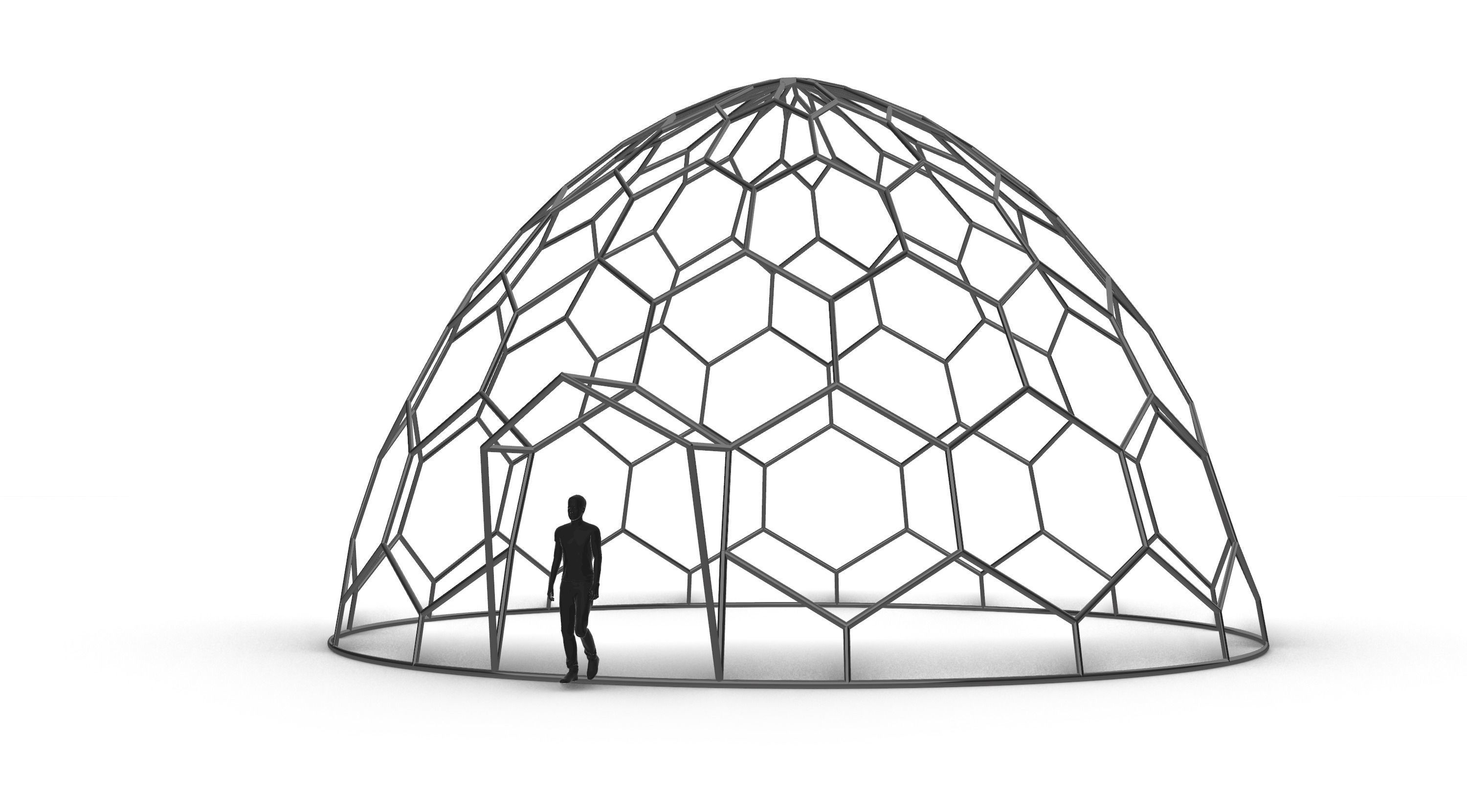 Hexagonal Dome structure Geodoesic Like Wireframe 3D model | CGTrader