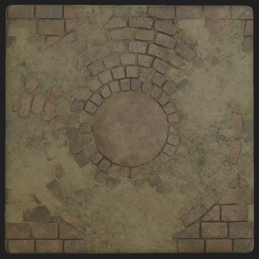 Texture Radial Sidewalk with sewer hatch VR / AR / low-poly | CGTrader