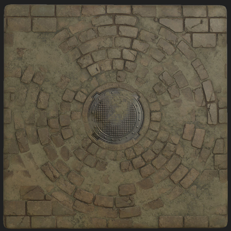 Texture Radial Sidewalk with sewer hatch VR / AR / low-poly | CGTrader