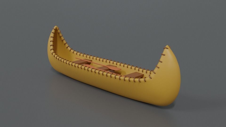 Cartoon Native American Indian Canoe 3D model | CGTrader