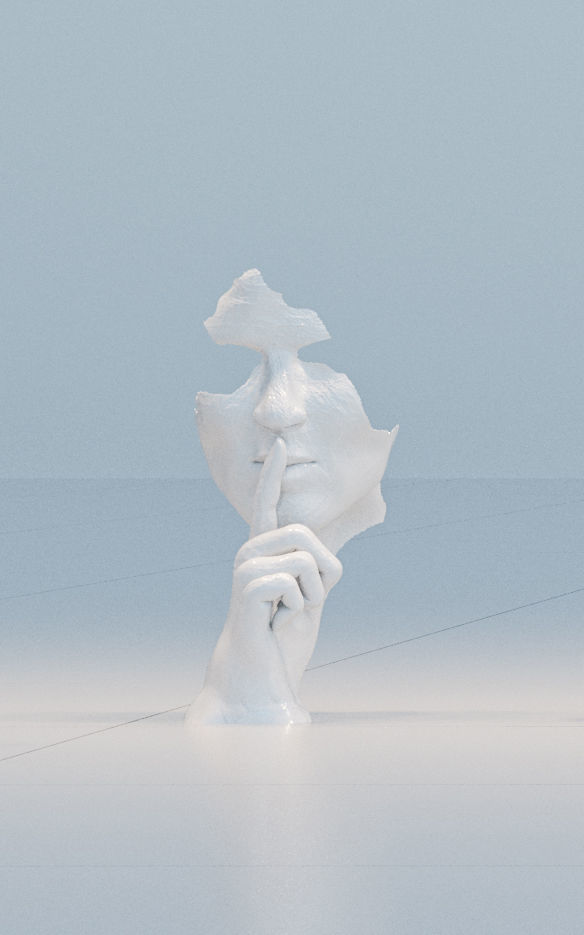 3D print Sculpture of face with finger 3D model 3D printable | CGTrader