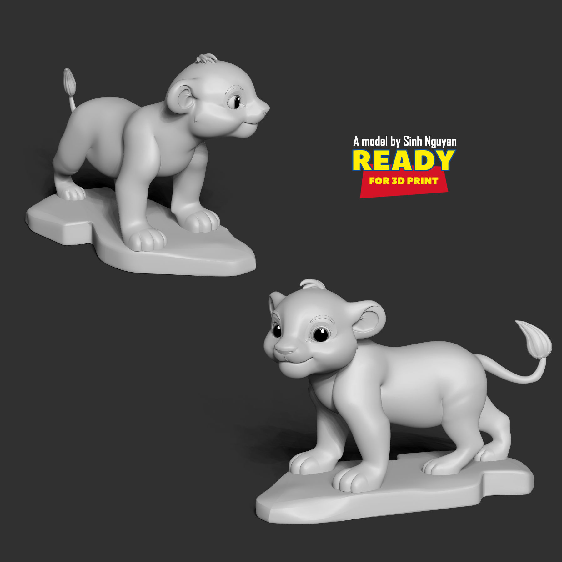 Young Simba 3D model 3D printable | CGTrader