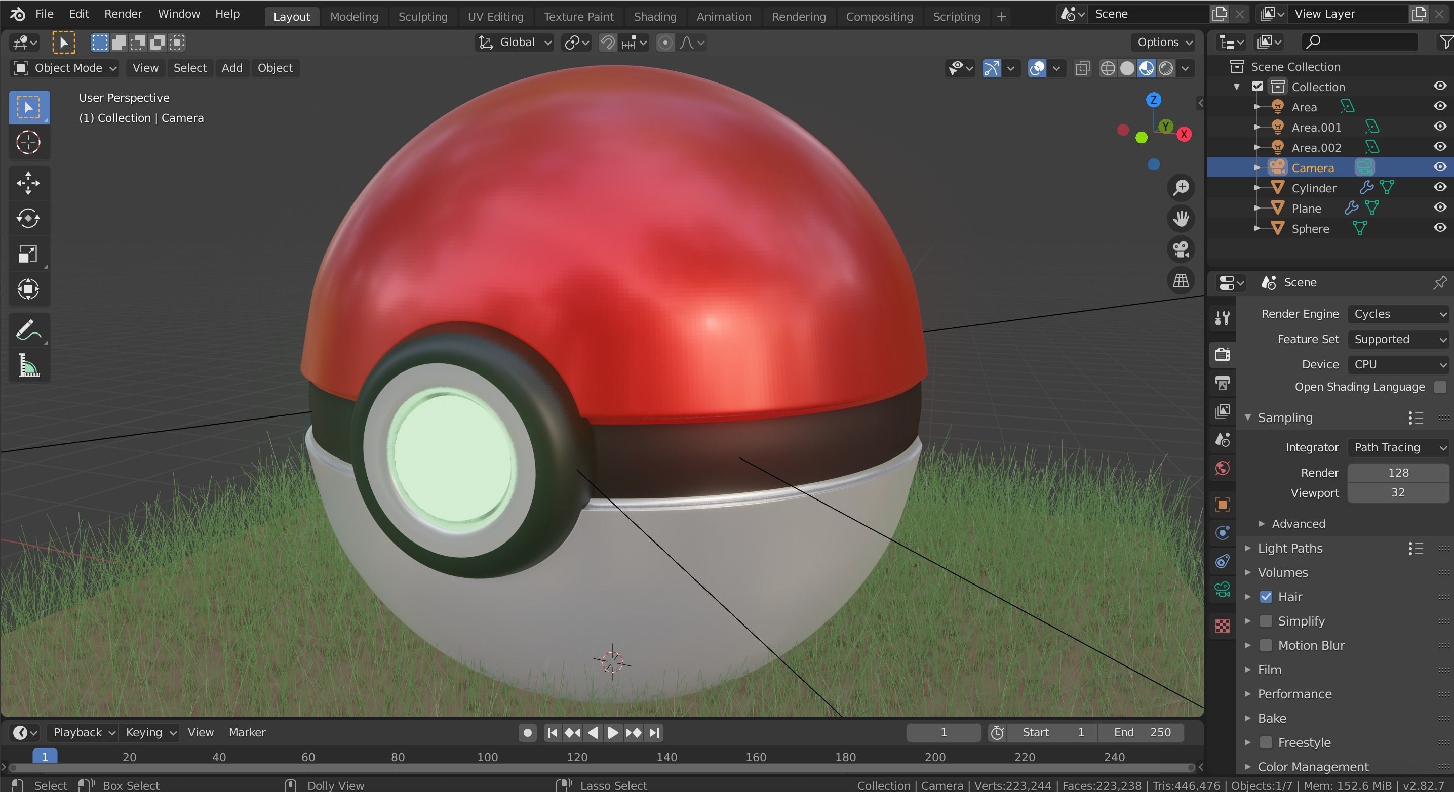 Pokeball on Grass Terrain 3D model | CGTrader