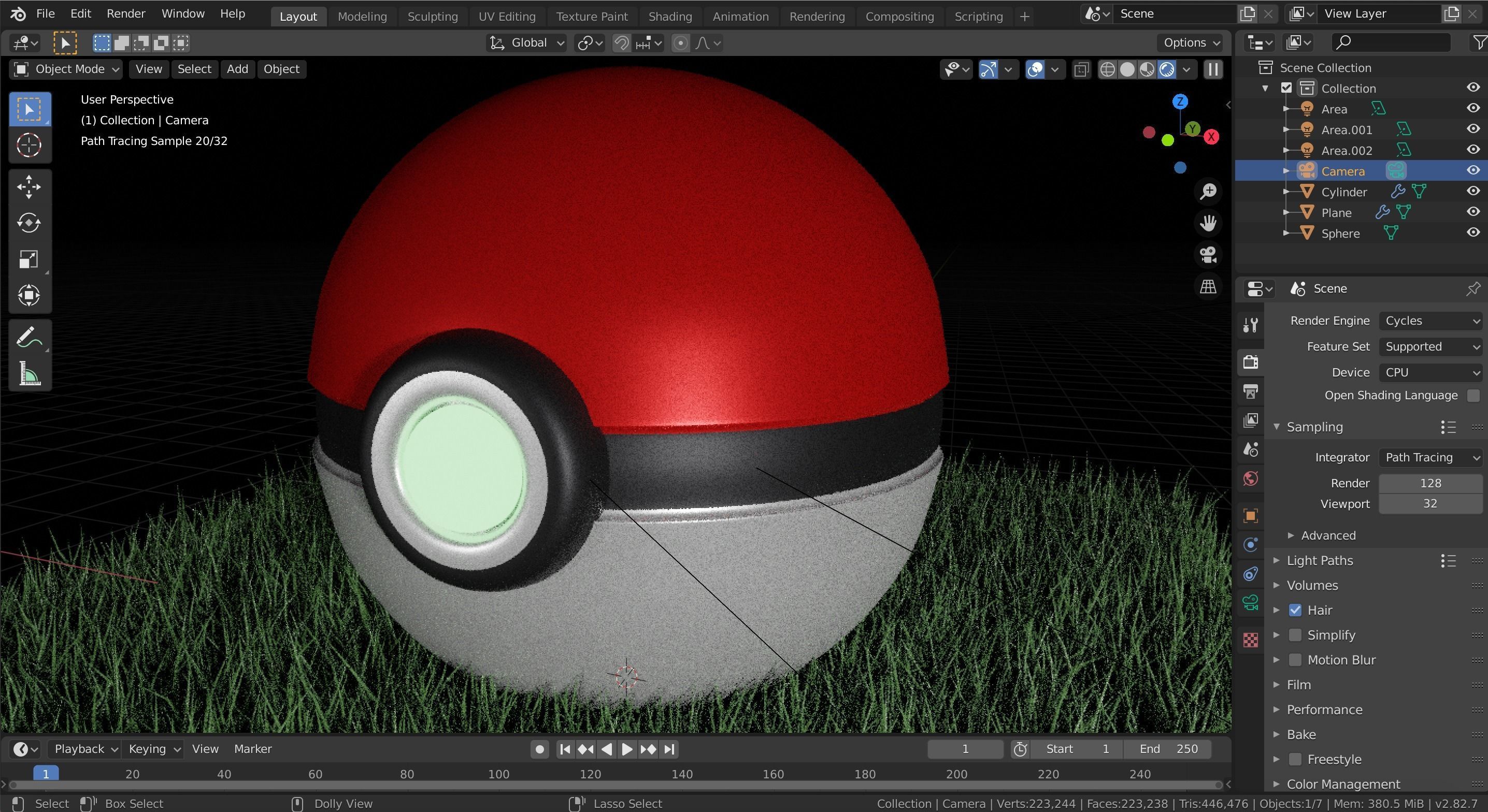 Pokeball on Grass Terrain 3D model | CGTrader