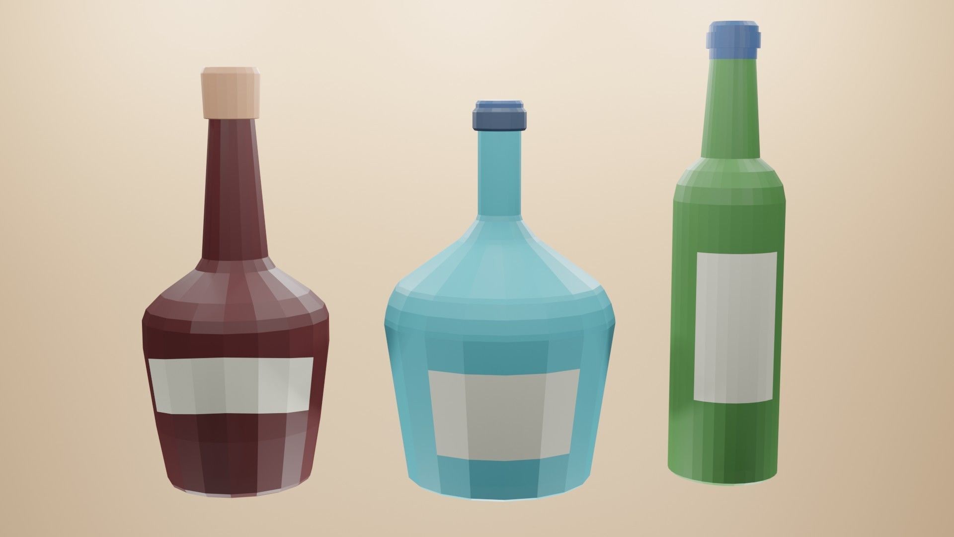 3D model Low Poly Liquor Bottles 3 VR / AR / low-poly | CGTrader