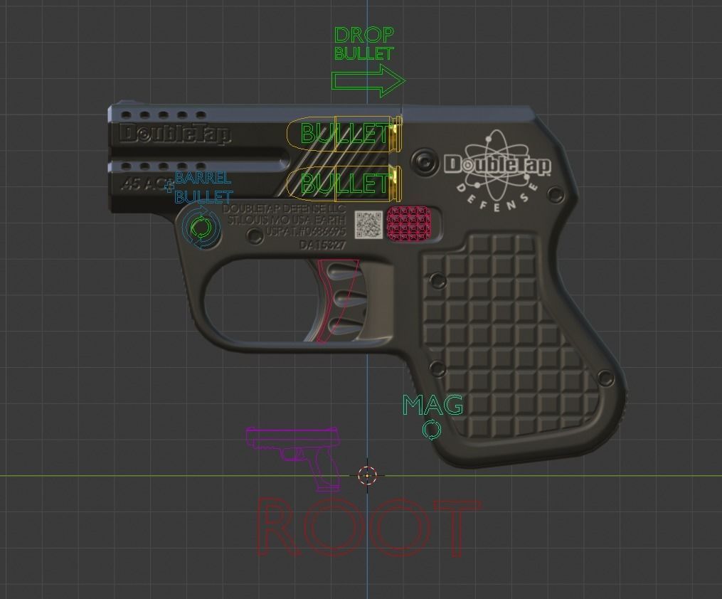 3D model Heizer Defense Double Tap Derringer 45 acp VR / AR / low-poly ...