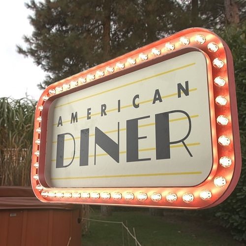 Retro sign AMERICAN DINER 3D model | CGTrader
