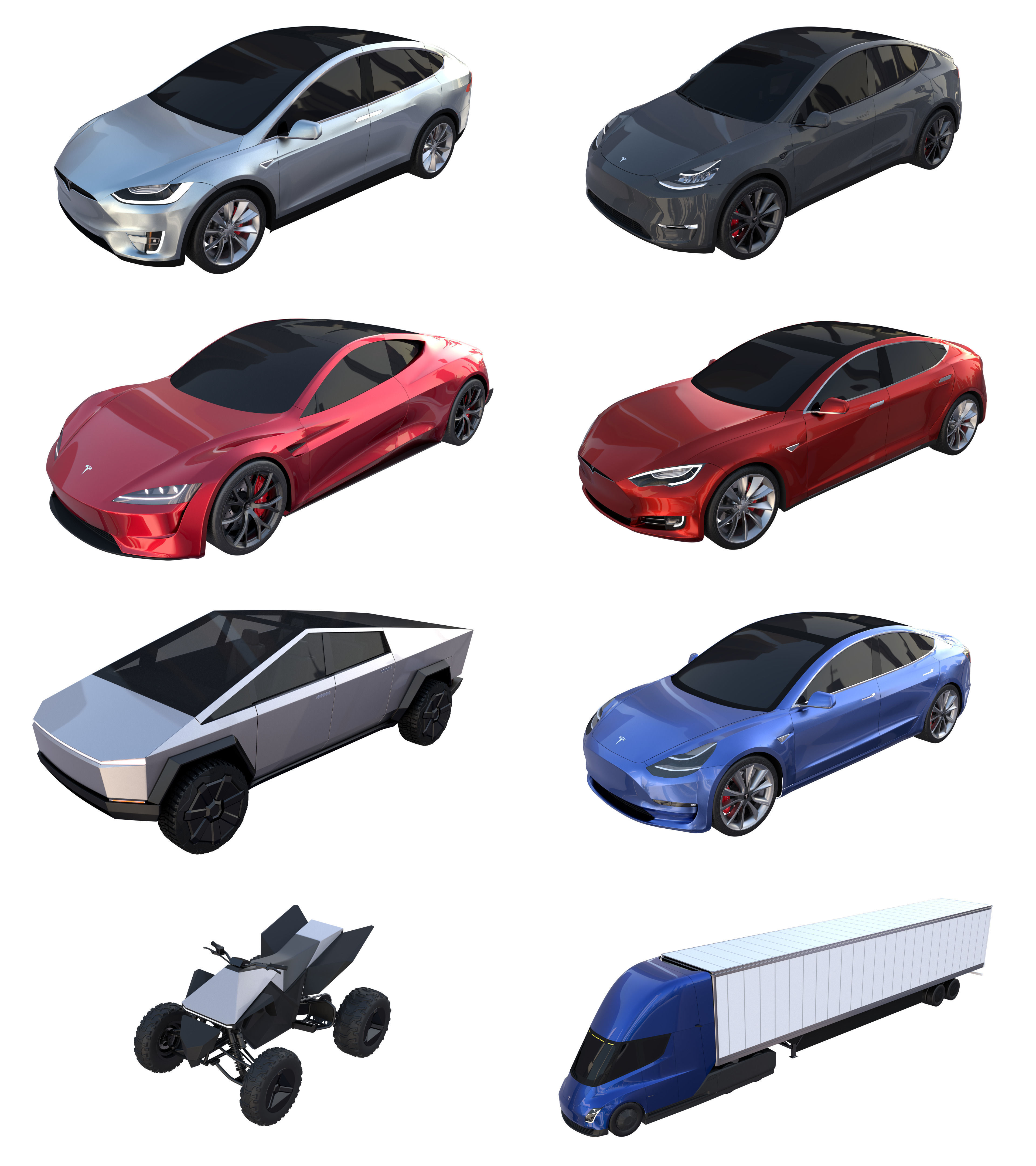 Full Tesla 2020 Vehicle Lineup 3D model | CGTrader