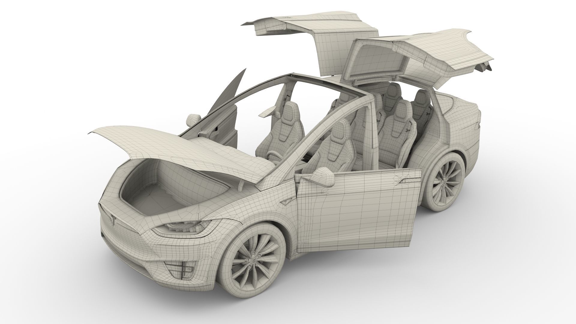 Full Tesla 2020 Vehicle Lineup with interiors and chassis 3D model ...
