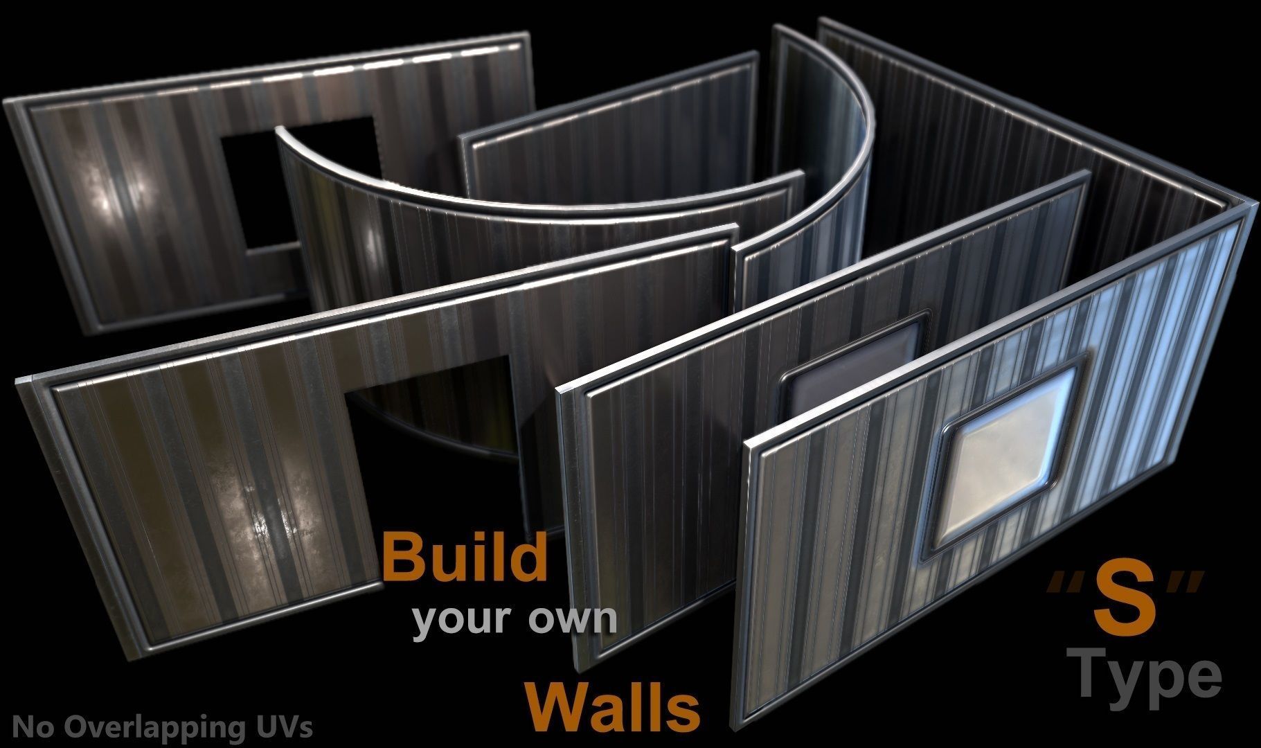 3D model sci fi walls - modular VR / AR / low-poly | CGTrader