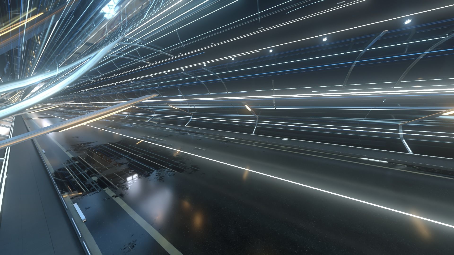 Light shuttle racing science fiction tunnel 3D model | CGTrader