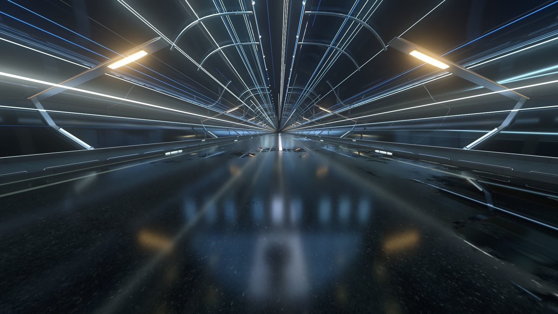 Light shuttle racing science fiction tunnel 3D model | CGTrader