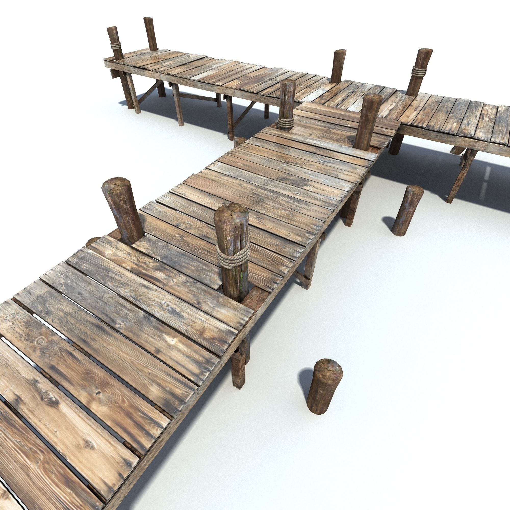 3D model Old wooden Bridge Low Poly VR / AR / low-poly | CGTrader