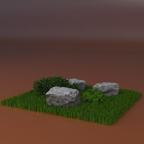 Grass and stones 3D model | CGTrader