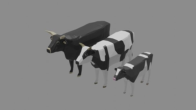 3D model Cow Family Pack VR / AR / low-poly | CGTrader