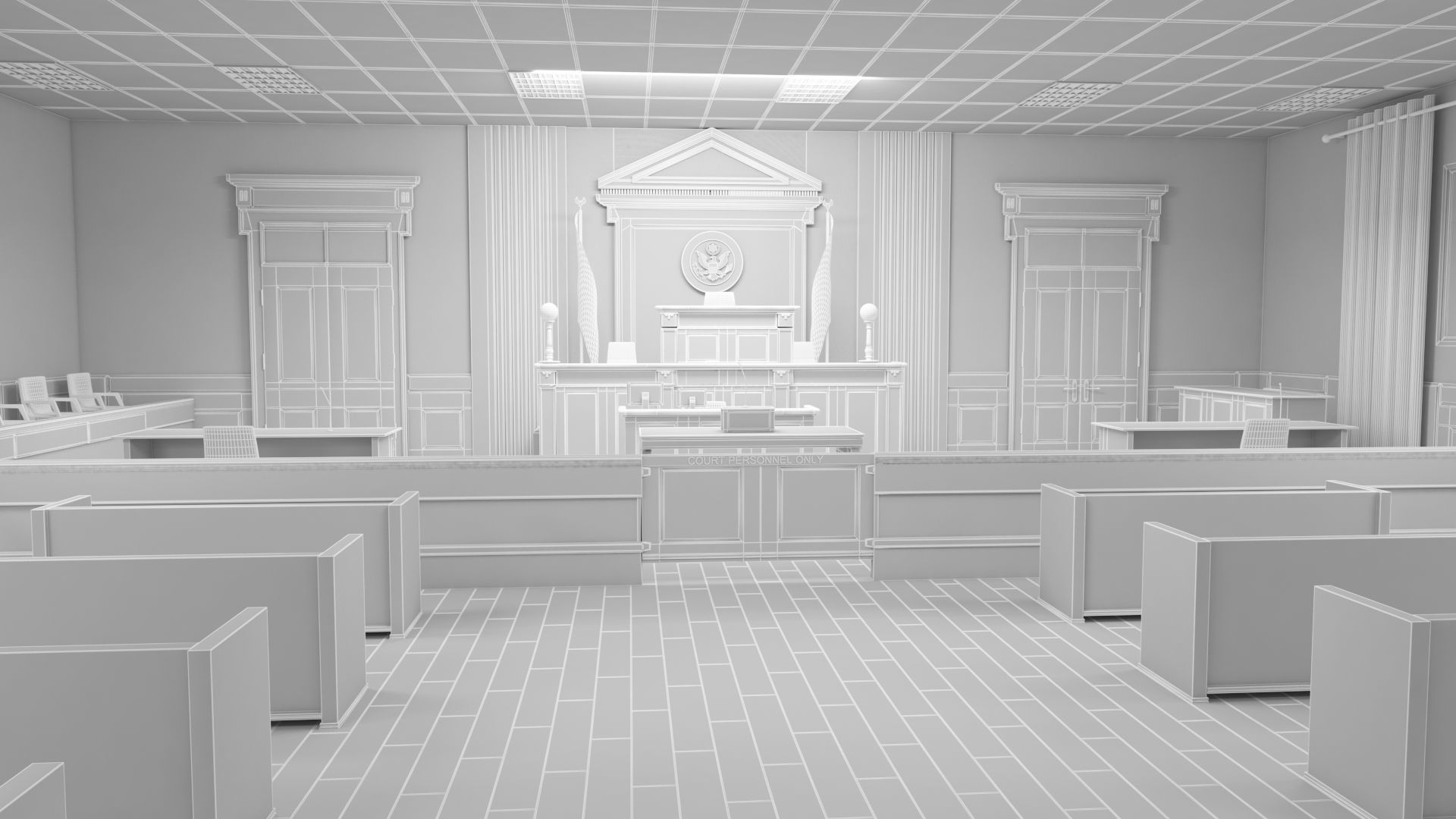 Courtroom Interior 3D model 3D model | CGTrader