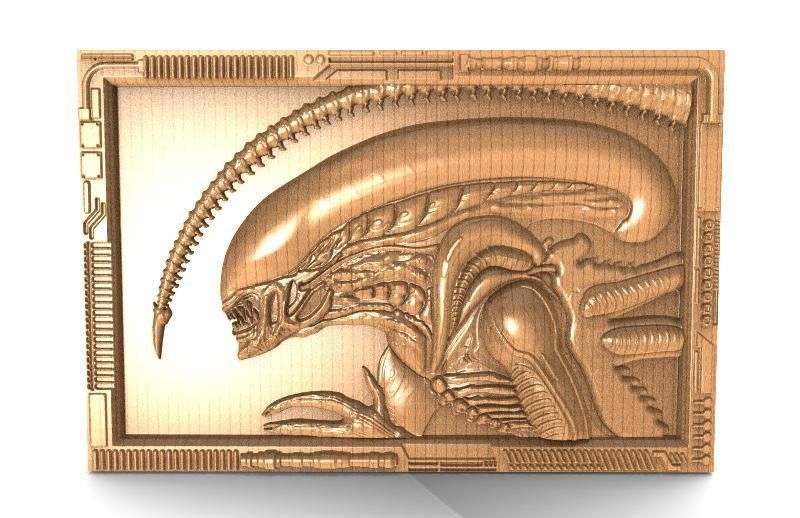 Alien bas-relief CNC 3D model 3D printable | CGTrader