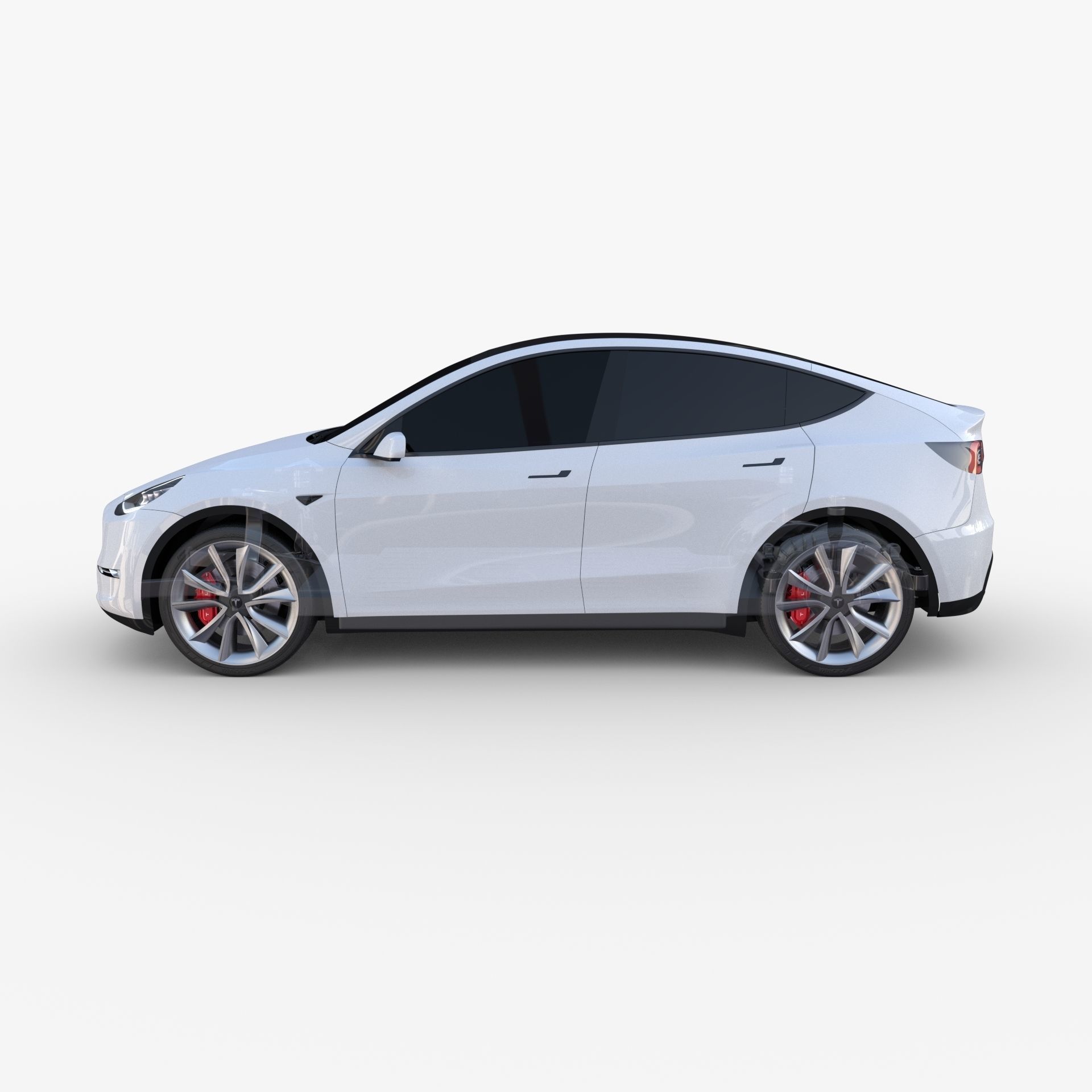 Tesla Model Y RWD White with chassis 3D model | CGTrader