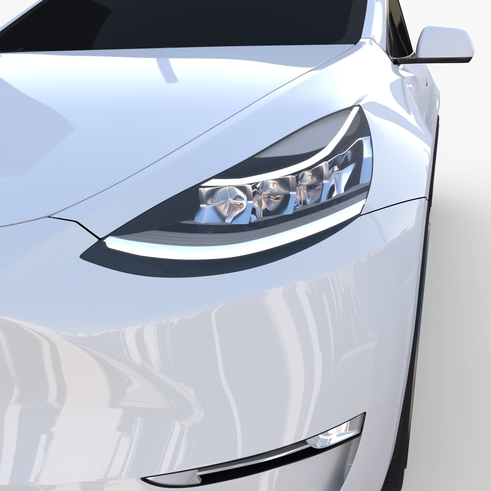 Tesla Model Y RWD White with chassis 3D model | CGTrader