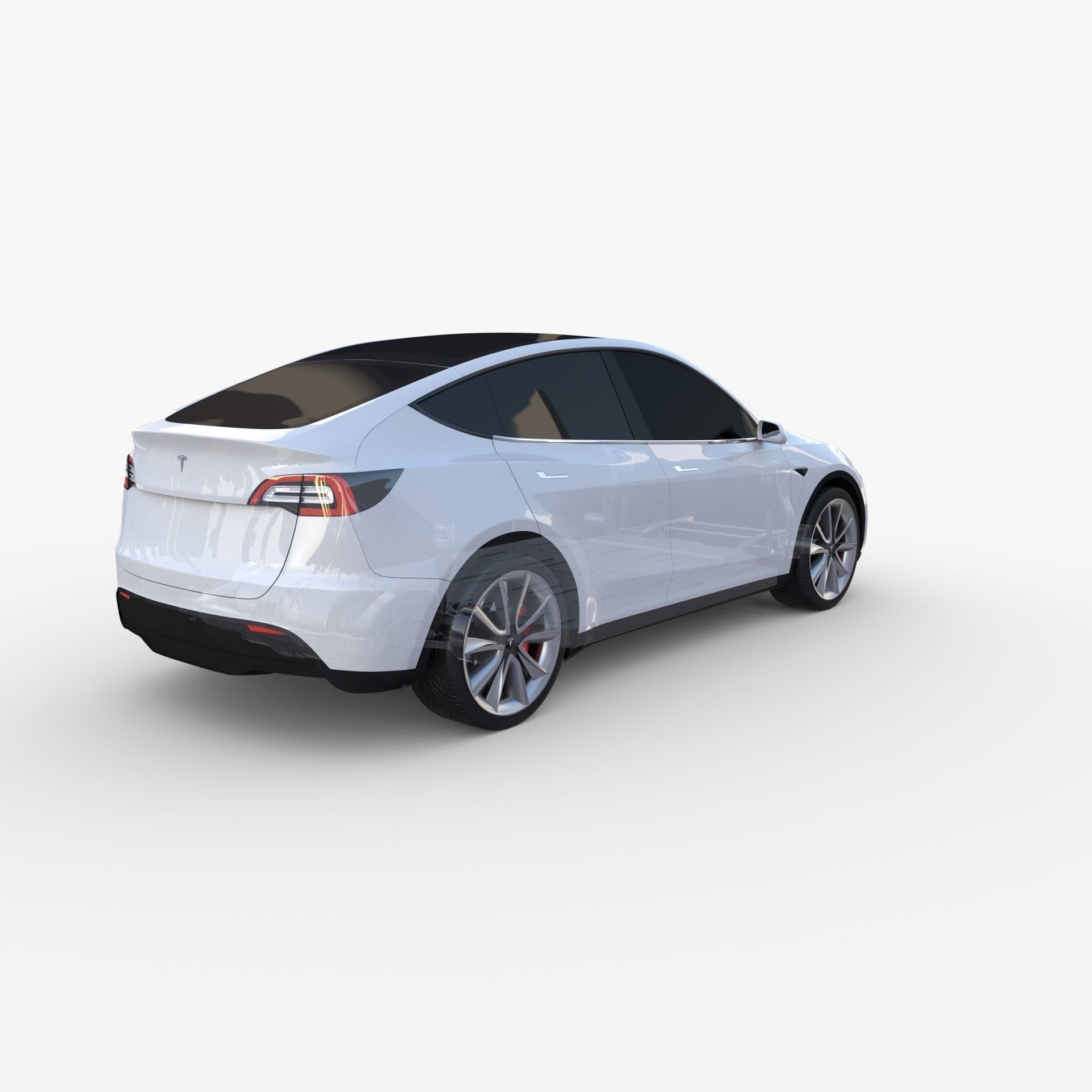 Tesla Model Y RWD White with chassis 3D model | CGTrader