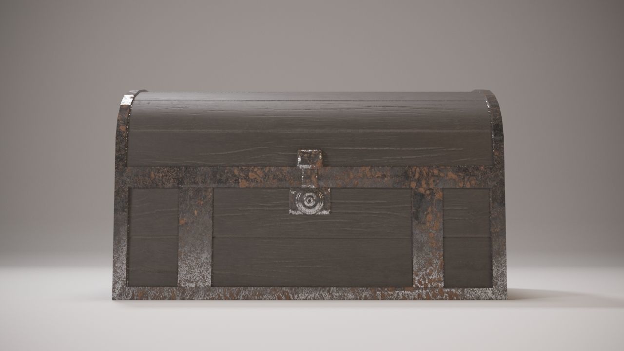 Rusty or stainless steel wooden chest free 3D model | CGTrader