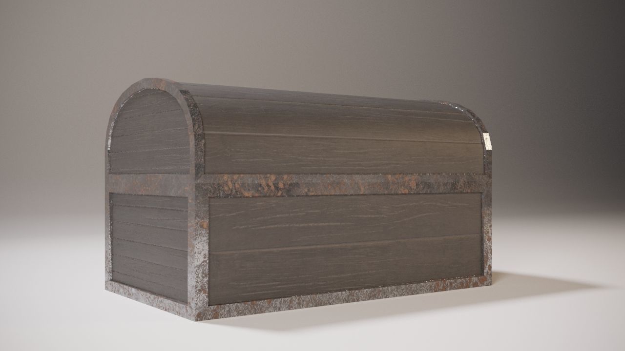 Rusty or stainless steel wooden chest free 3D model | CGTrader