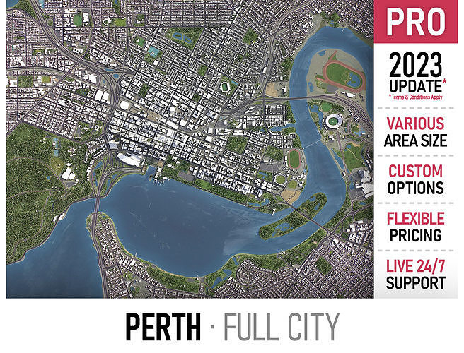 3D model Perth - 3D City Model VR / AR / low-poly | CGTrader