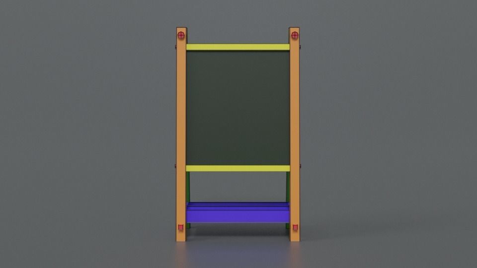 3D model Low Poly Cartoon Kids Drawing and Writing Board VR / AR / low ...