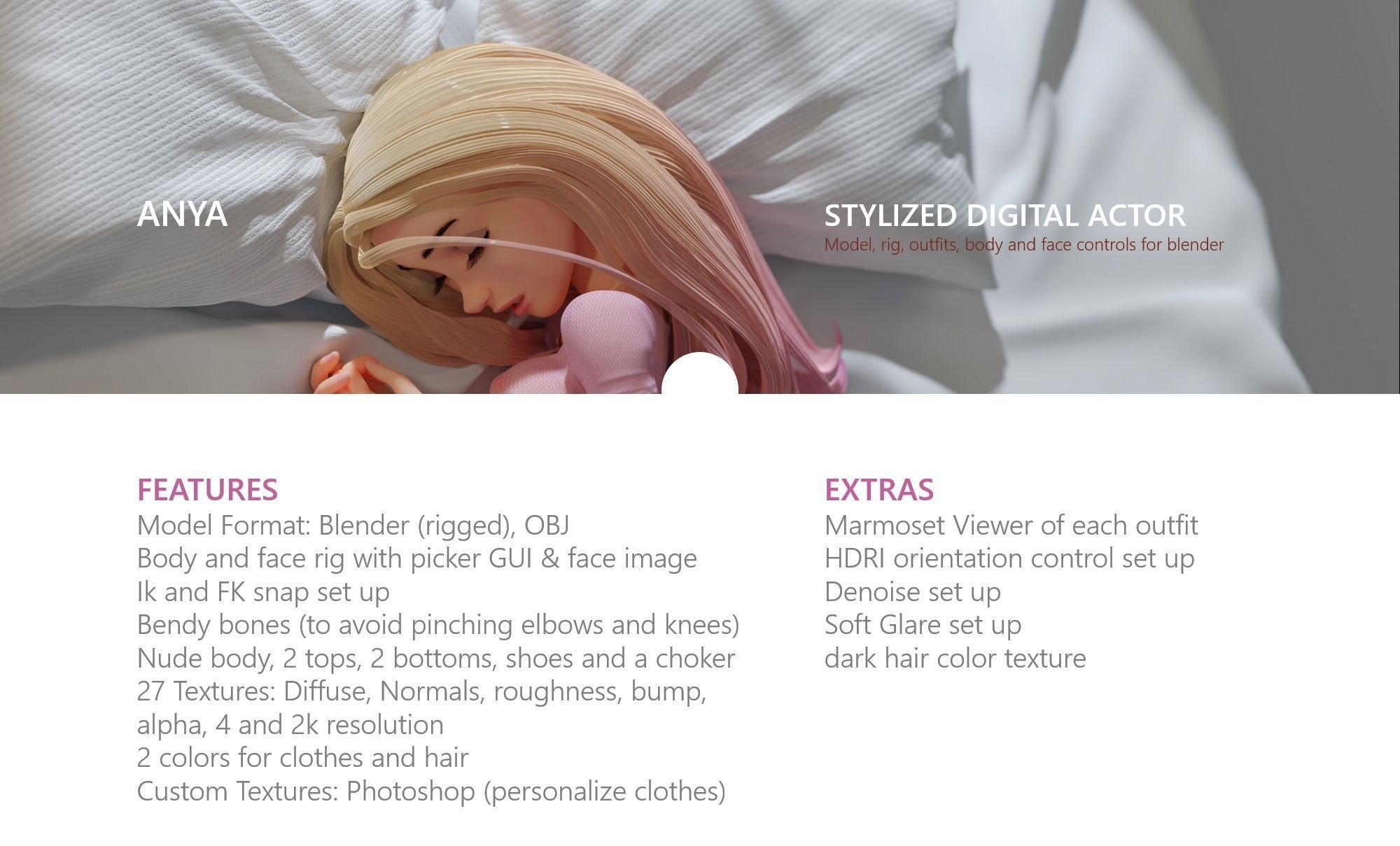 Anya Stylized Digital Actor 3D model rigged | CGTrader