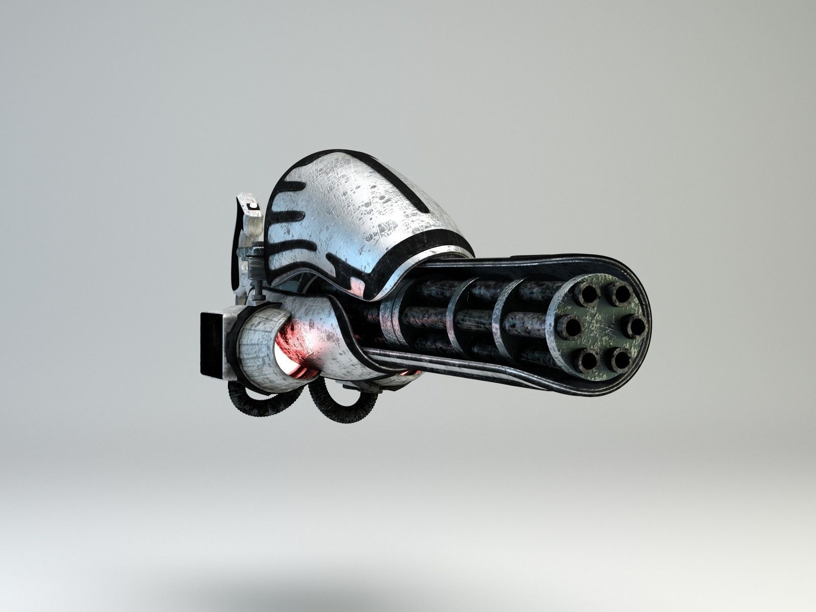 Retro-Futuristic Mechborg with Minigun 3D model rigged | CGTrader