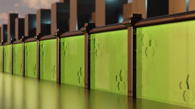 Sci Fi Modular Railing for City Walkways 3D model | CGTrader