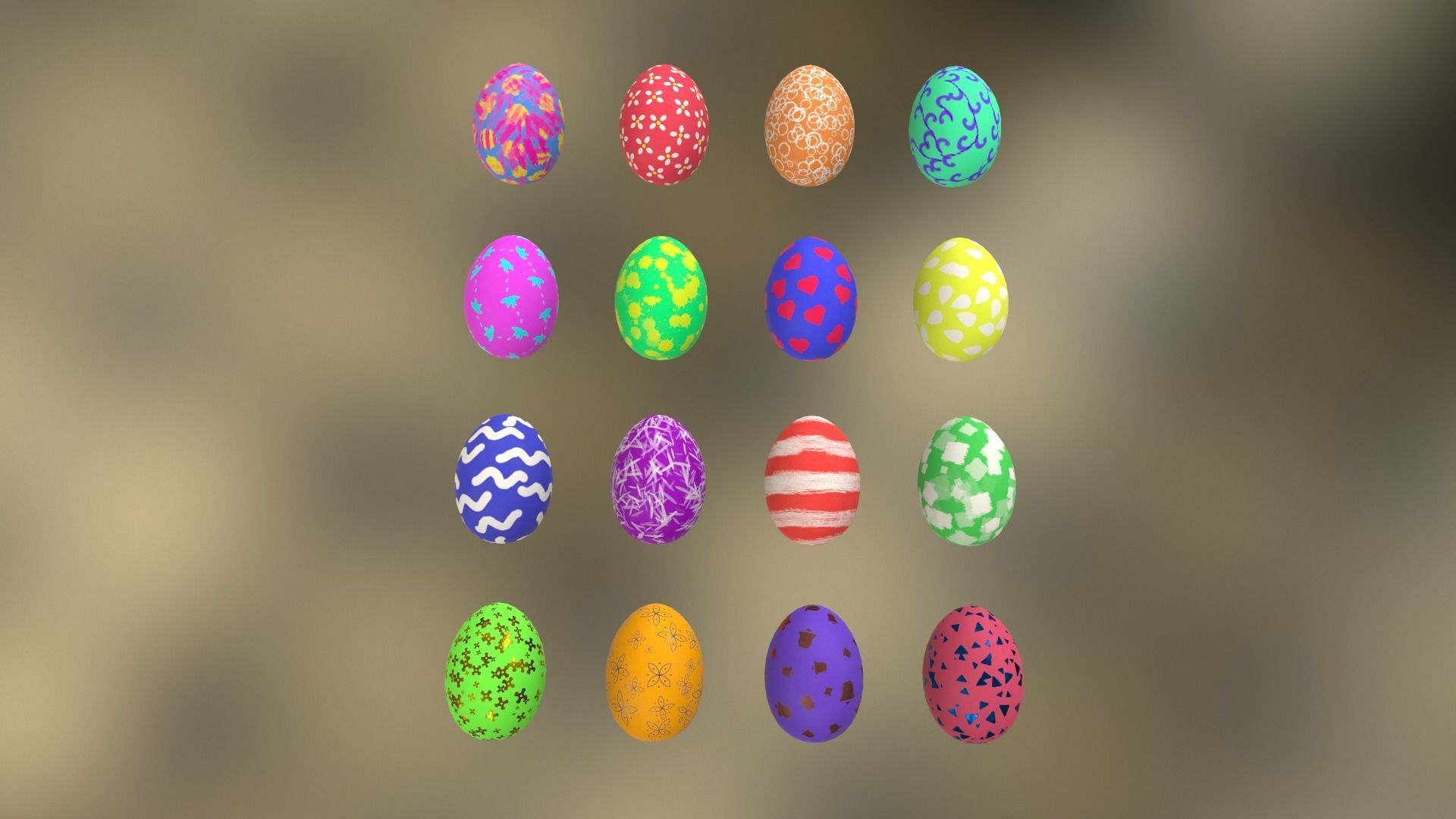 3D model 4 Sets Easter Eggs VR / AR / low-poly | CGTrader