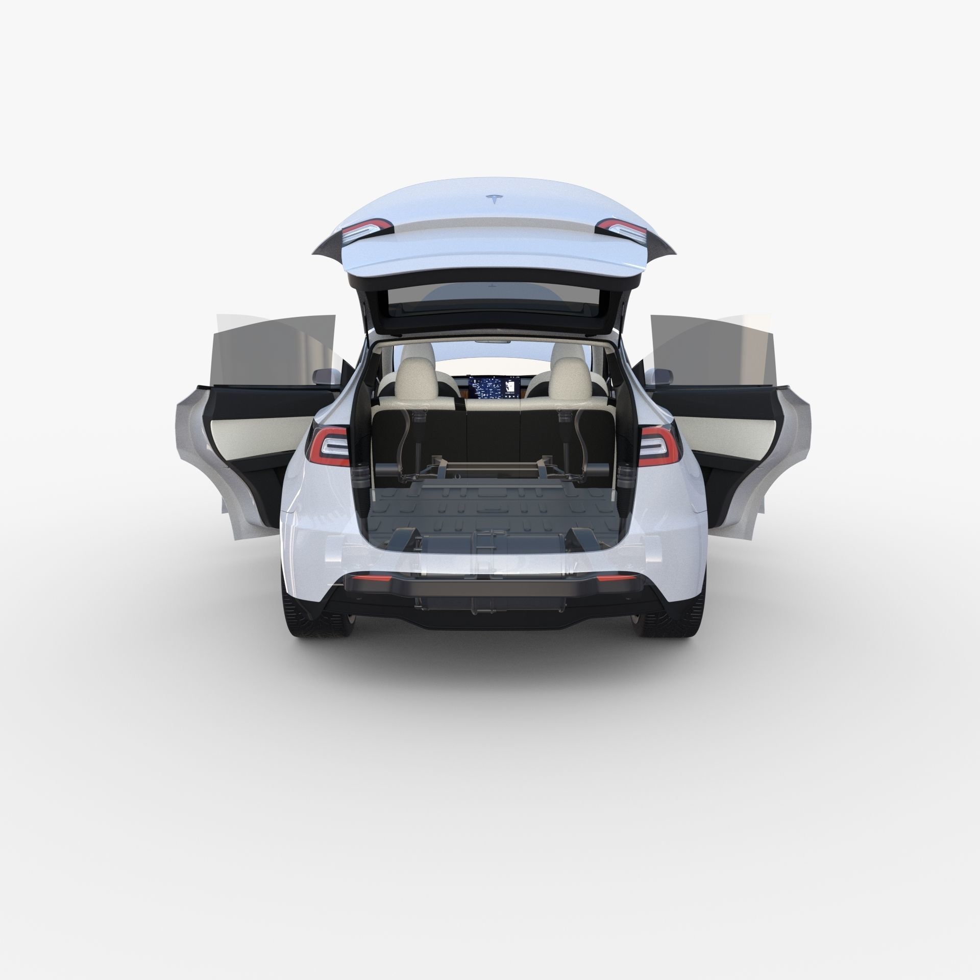 Tesla Model Y RWD White with interior and chassis 3D model | CGTrader