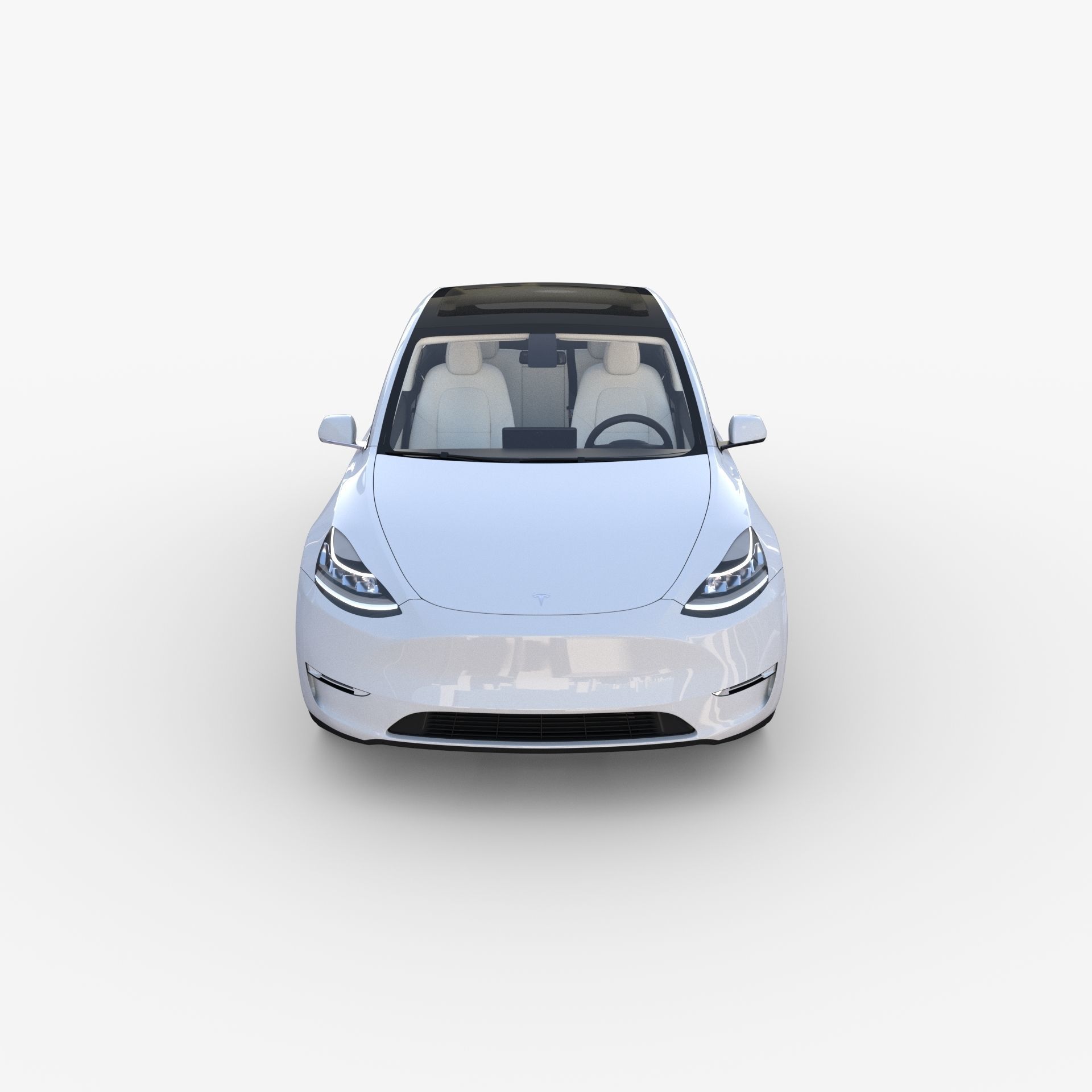 Tesla Model Y RWD White with interior and chassis 3D model | CGTrader
