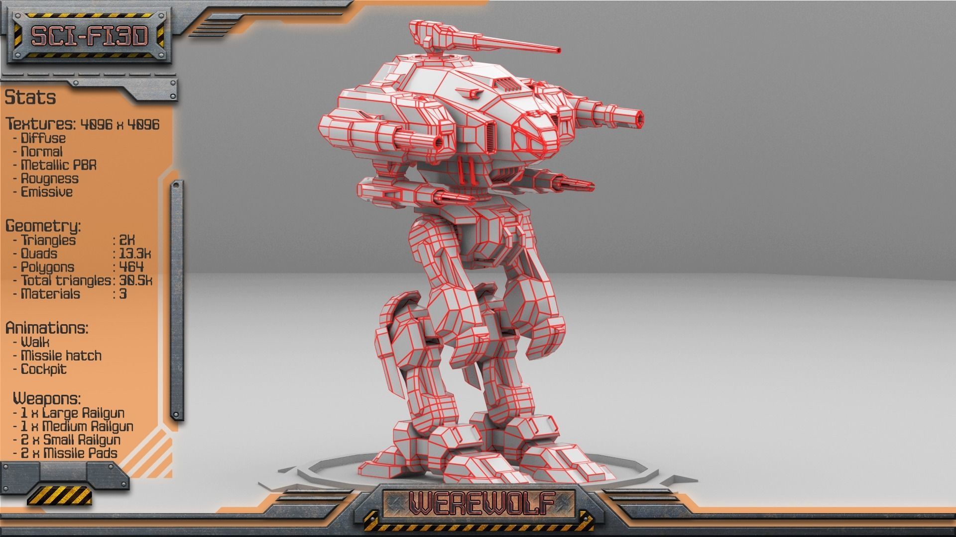 3D model Werewolf BattleMech VR / AR / low-poly | CGTrader