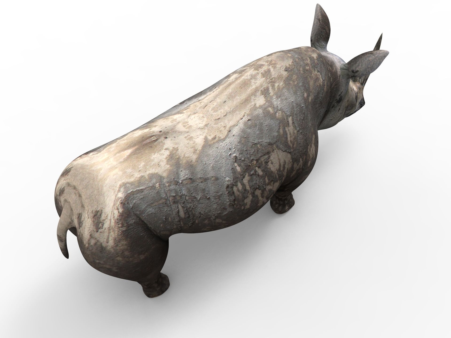 3D model 3D Dirty Rhino Model Rigged game ready VR / AR / low-poly ...