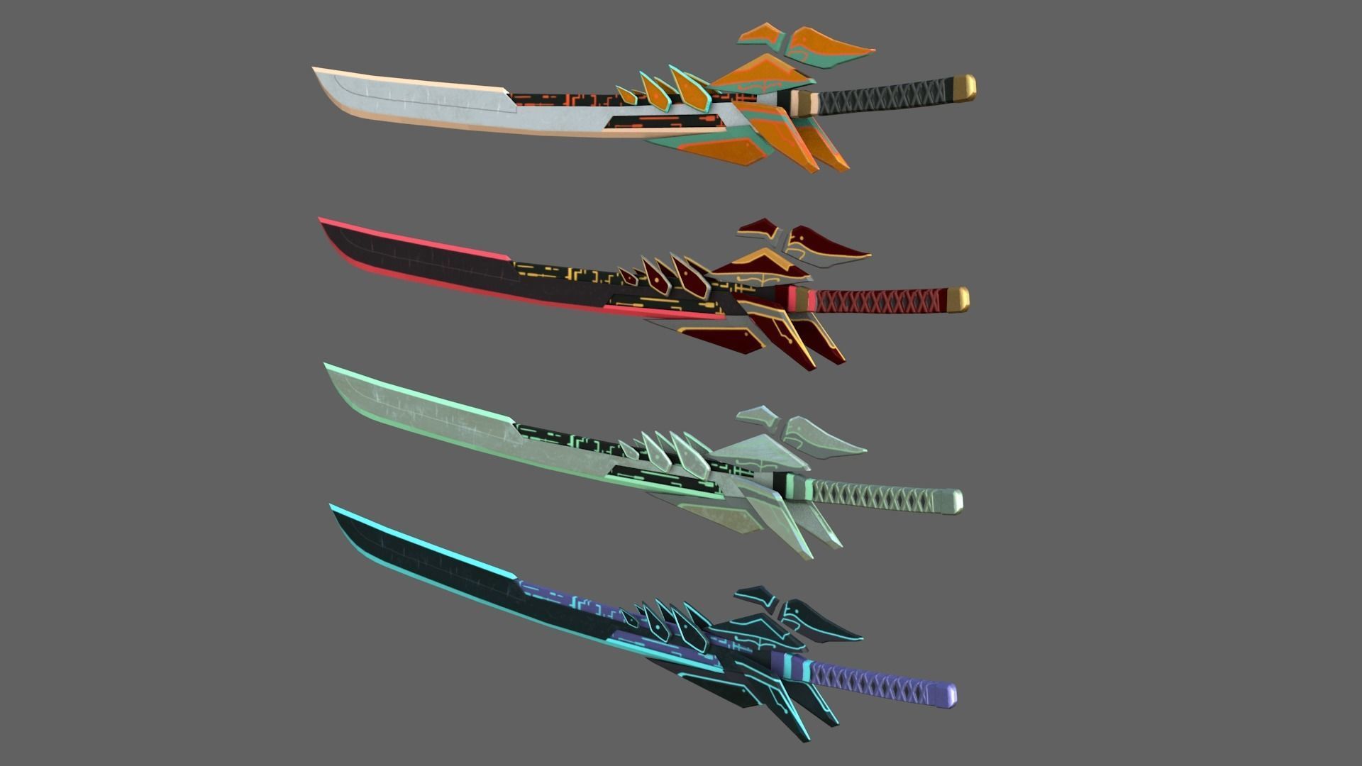 3D model Futuristic SciFi Sword PACK - 4 Swords with Distinct Designs ...