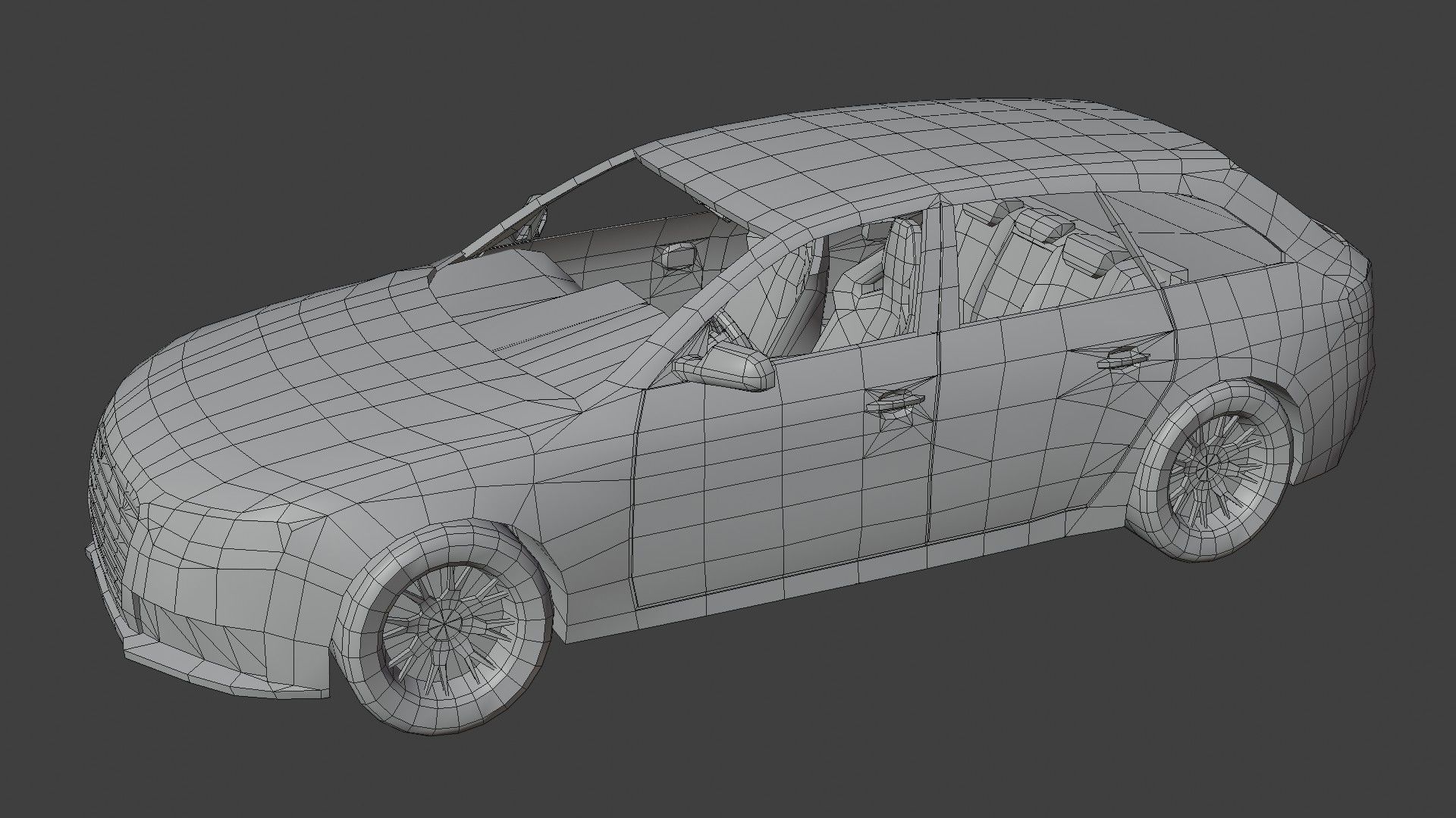 3D model Generic Station Wagon Car With Interior Lowpoly 3D Model VR ...