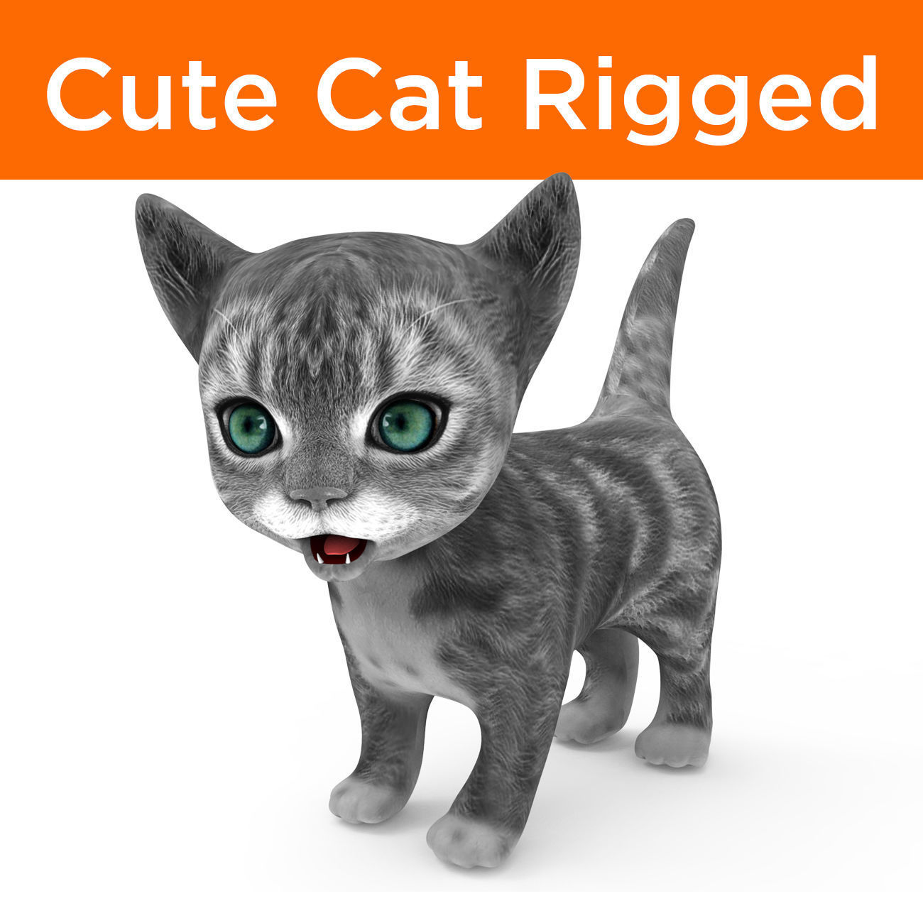 rigged Cute pet cat model 3d low poly | CGTrader