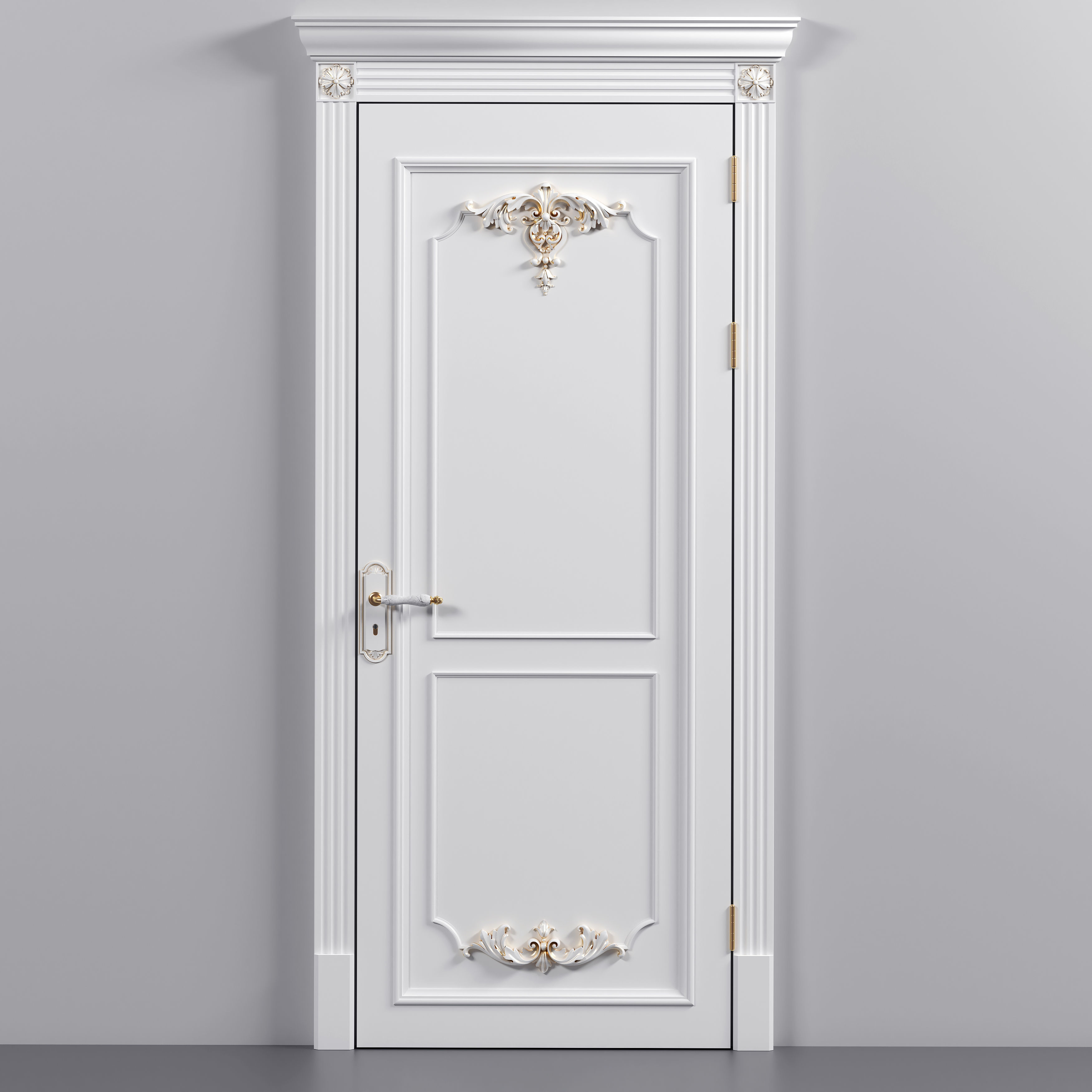 Classical door with carved decor 3D model | CGTrader