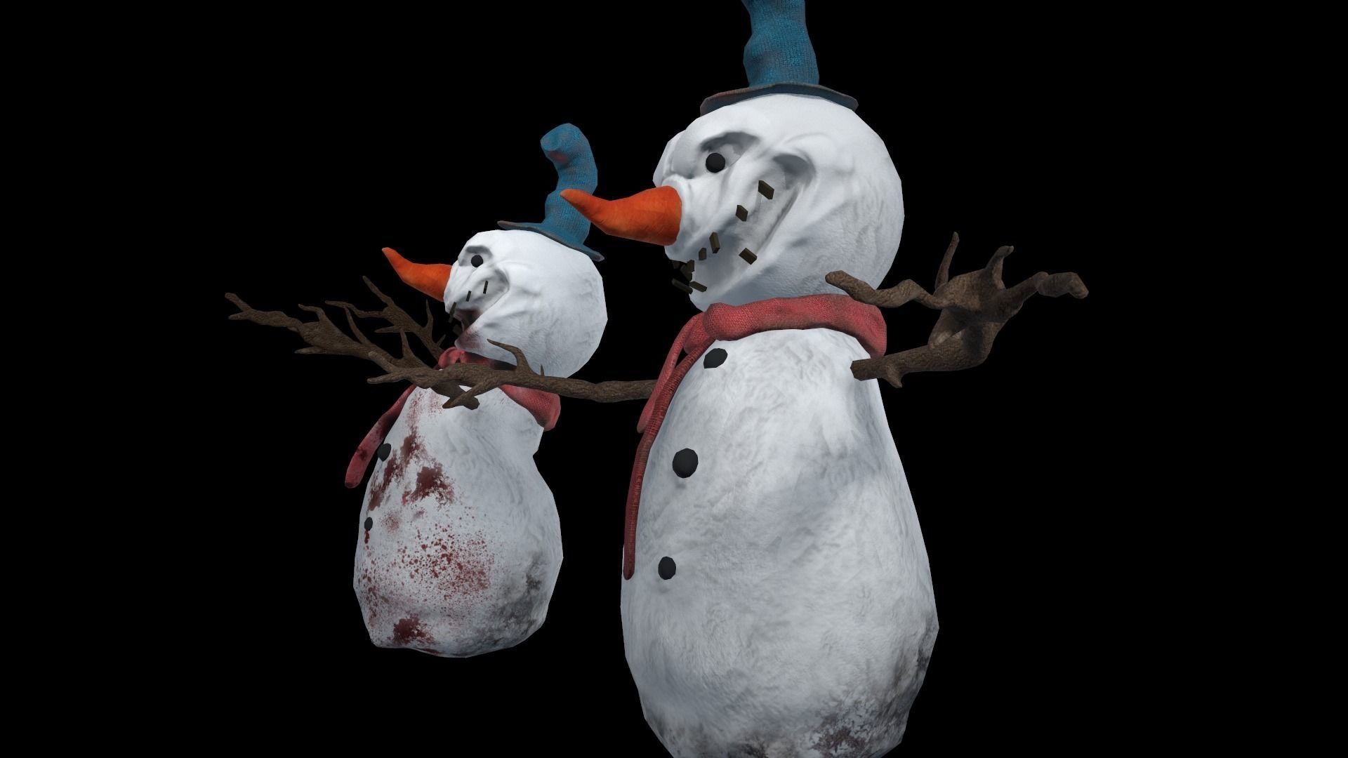 3D model Creepy Snowman - Nightmare Monster VR / AR / low-poly | CGTrader