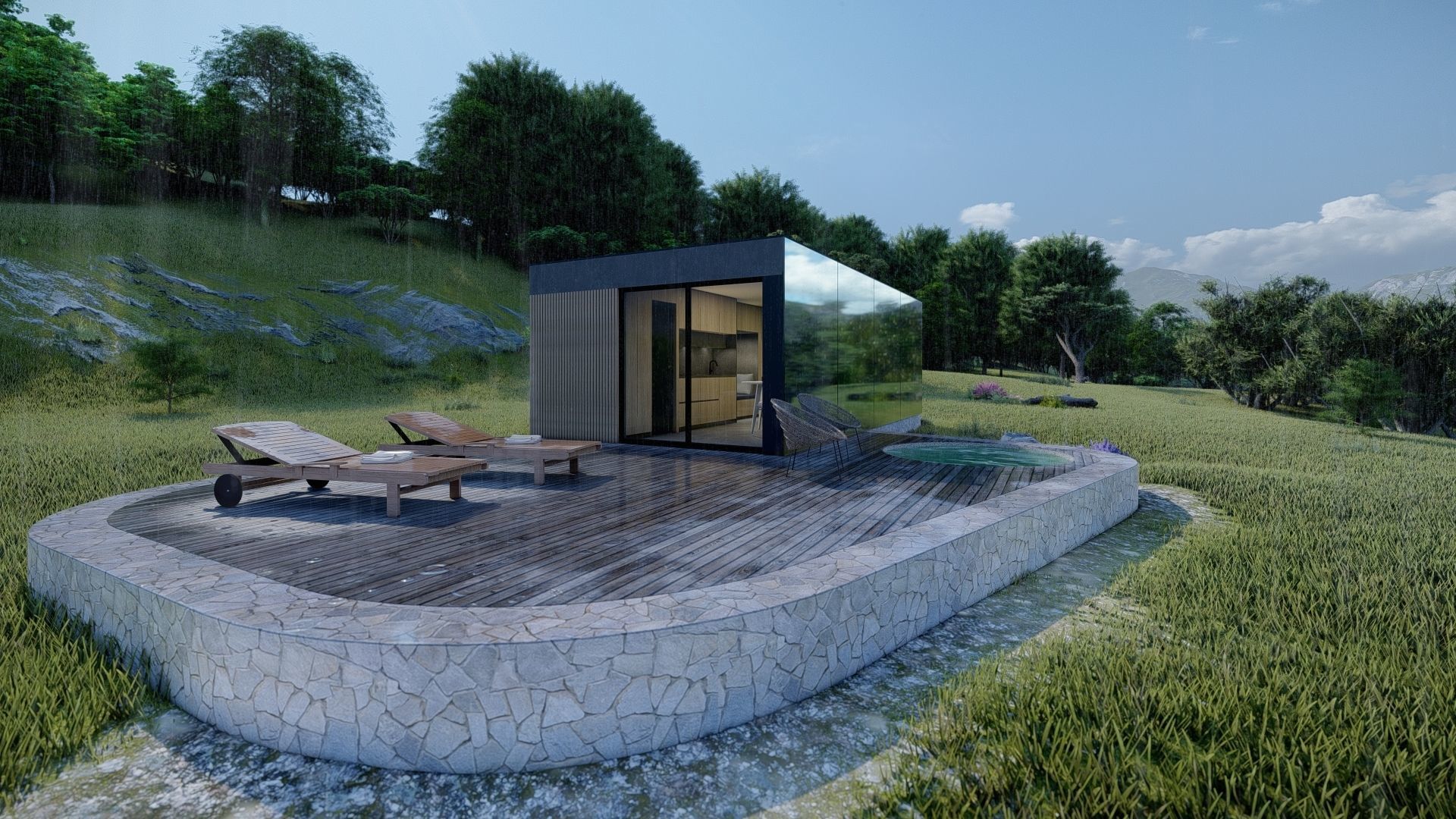 3D model modern mobile home tiny house vacation house on 40m2 Alekseja ...